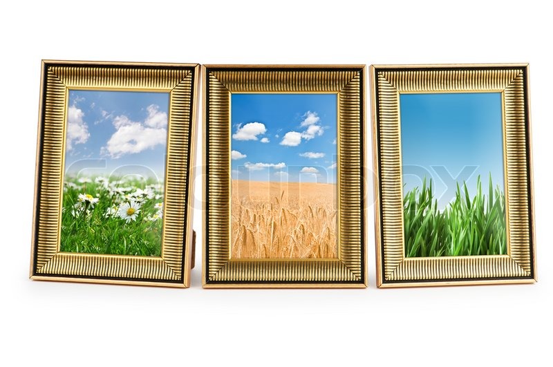 Picture frames with nature photos | Stock image | Colourbox