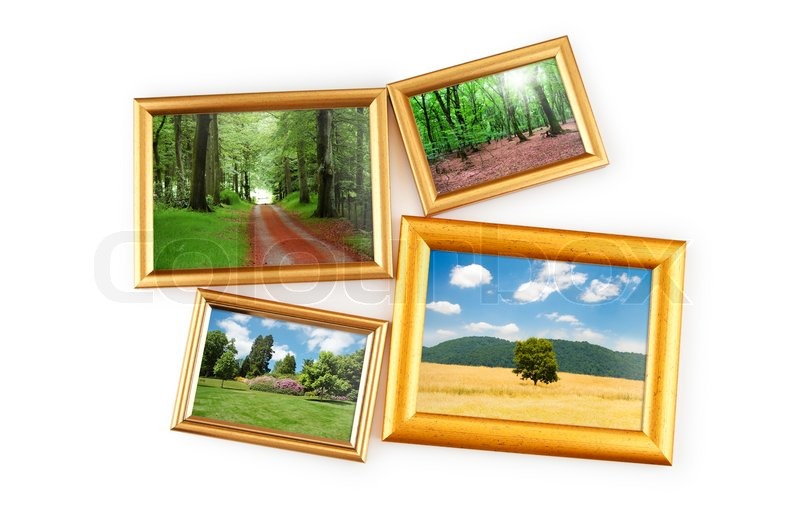 Picture frames with nature photos | Stock image | Colourbox