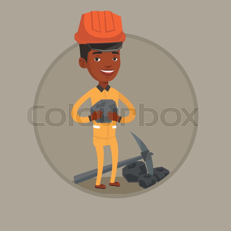 African-american miner in hard hat ... | Stock vector | Colourbox