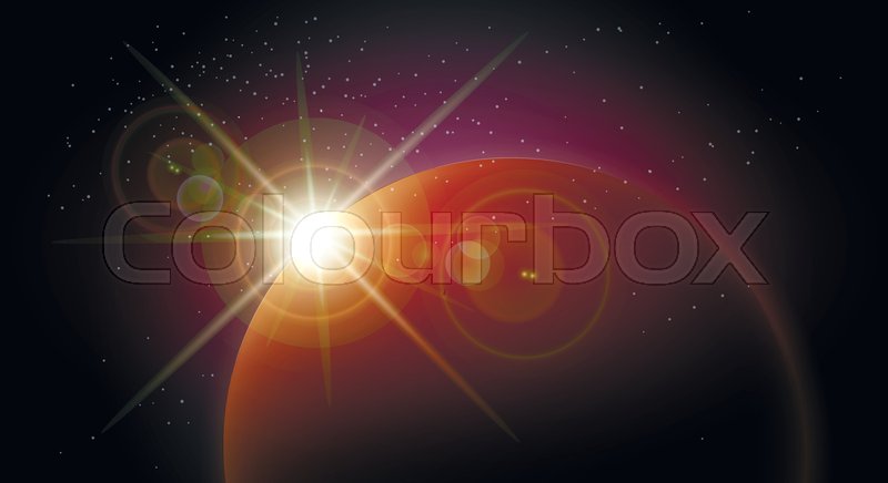 Star rise over the planet in the night ... | Stock vector | Colourbox