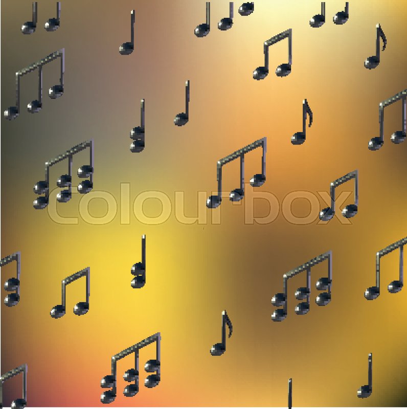 Music notes on gold yellow blur ... | Stock vector | Colourbox