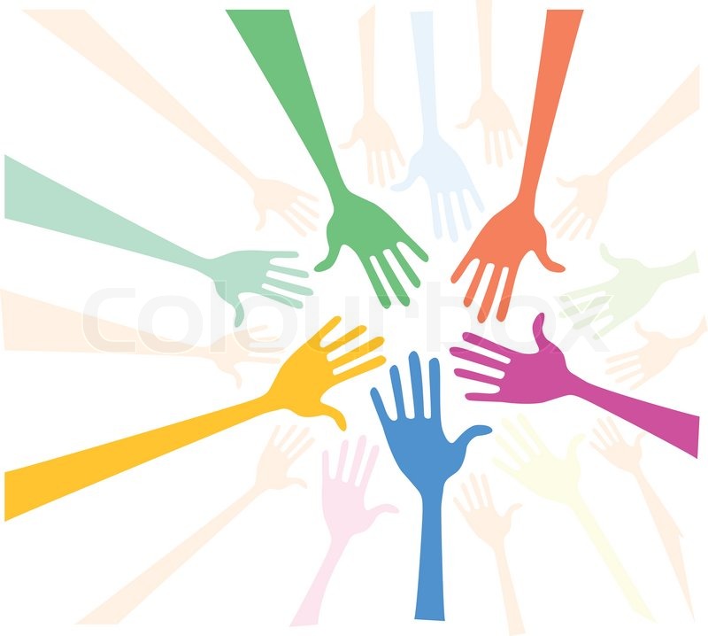 Hands reaching out for each other in ... | Stock vector | Colourbox