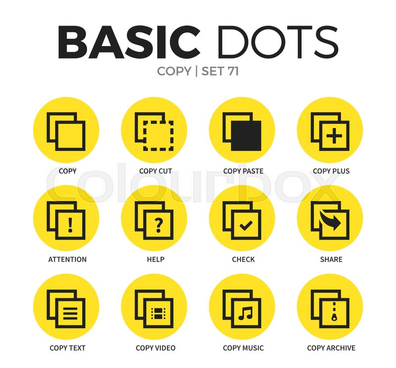 Copy flat icons set with copy cut ... | Stock vector | Colourbox