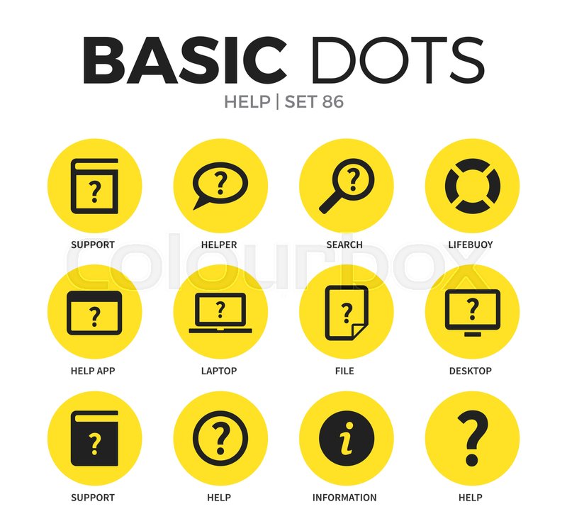 Help flat icons set with helper, ... | Stock vector | Colourbox