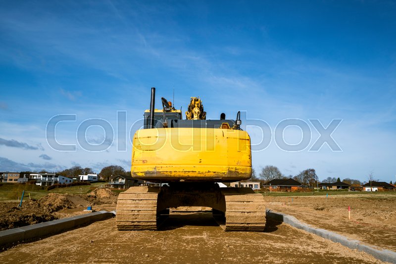 Rear end of an excavator machine on a ... | Stock image | Colourbox