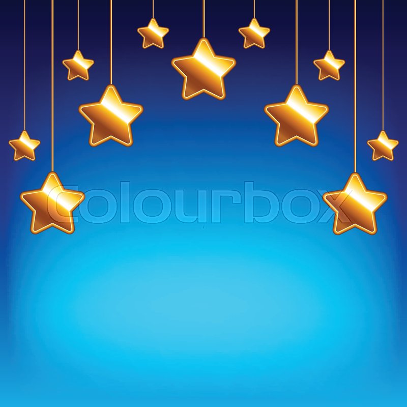 Cartoon stars on blue sky vector ... | Stock vector | Colourbox