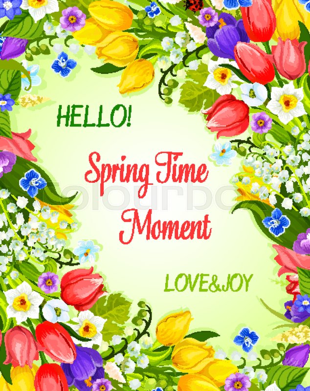 Hello Spring vector greeting card with ... | Stock vector | Colourbox