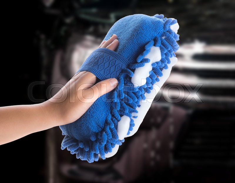 Hand hold car washing mitt glove sponge ... | Stock image | Colourbox