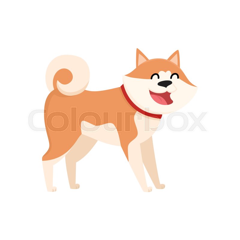 Cute smiling Akita Inu dog character, ... | Stock vector | Colourbox