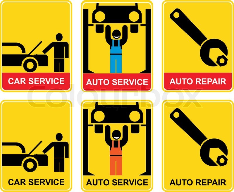 Car Mechaniker Reparatur der Maschine Hinweisschild , Vektor-Symbol für ...