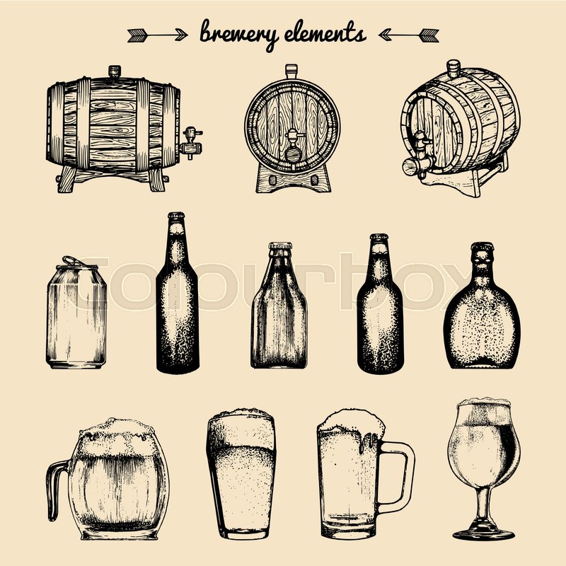 Vector set of vintage brewery ... | Stock vector | Colourbox