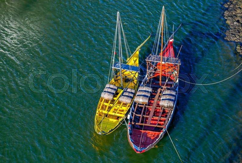 Special boats for carrying wine along ... | Stock image | Colourbox
