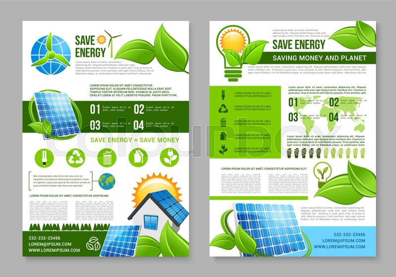Save energy brochure template. Saving ... | Stock vector | Colourbox