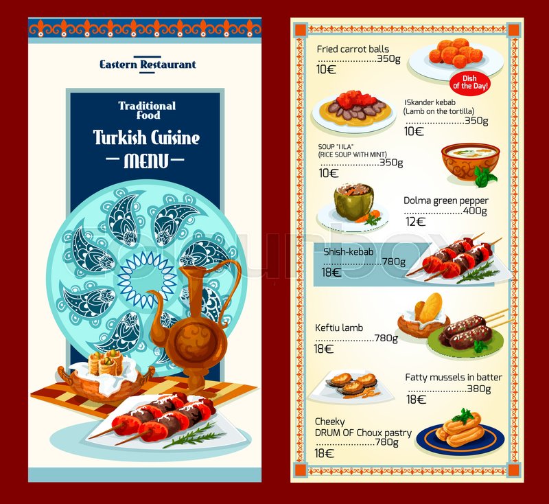 Turkish cuisine restaurant menu ... | Stock vector | Colourbox