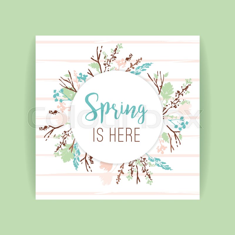 Spring frame of branches and leaves. ... | Stock vector | Colourbox