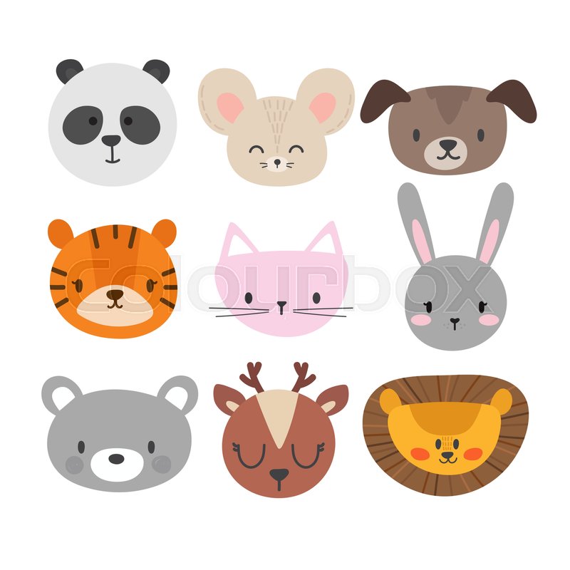 Set of cute hand drawn smiling ... | Stock vector | Colourbox