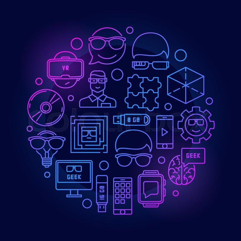 Geek Line Colorful Illustration Stock Vector Colourbox 