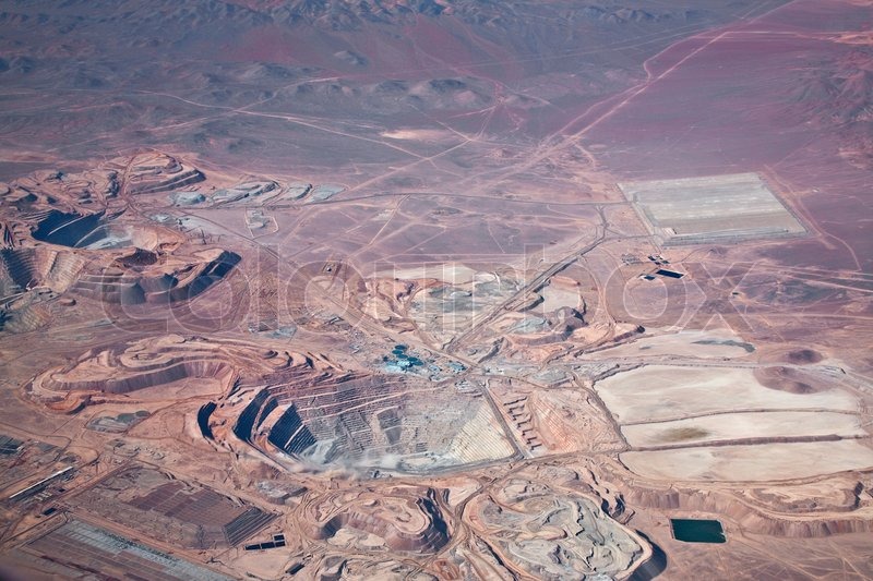 Aerial view of open-pit copper mine in ... | Stock image | Colourbox