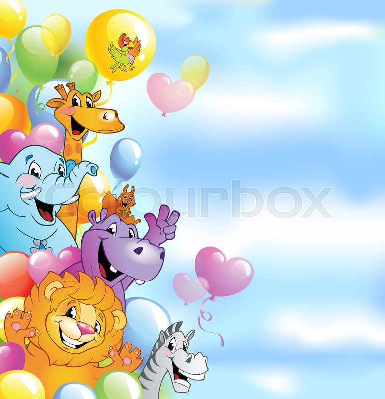 Cartoon animals in multi-colored ... | Stock vector | Colourbox