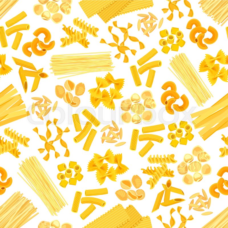 Pasta seamless pattern of spaghetti, ... | Stock vector | Colourbox