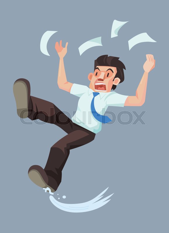 Man slip and falling on the wet floor, ... | Stock vector | Colourbox