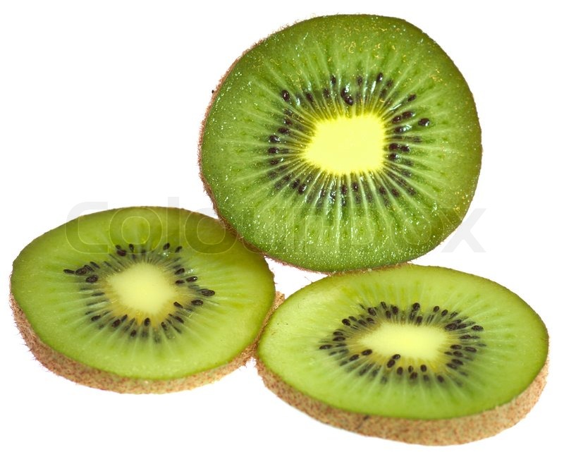Split kiwi fruit and two slices ... | Stock image | Colourbox
