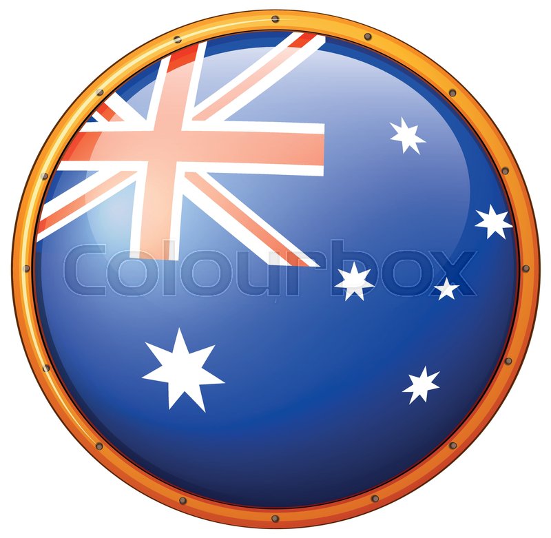 Australia flag on round badge ... | Stock vector | Colourbox