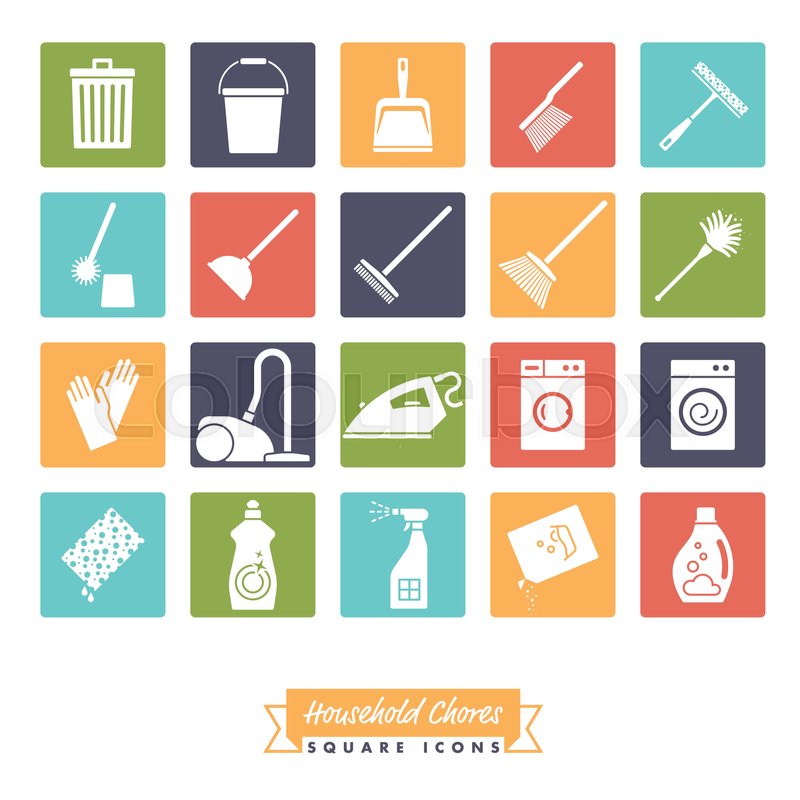Collection of 20 Household Chores ... | Stock vector | Colourbox