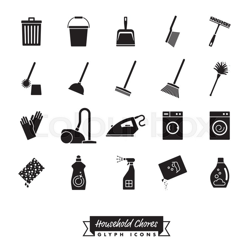Collection of 20 Household Chores ... | Stock vector | Colourbox