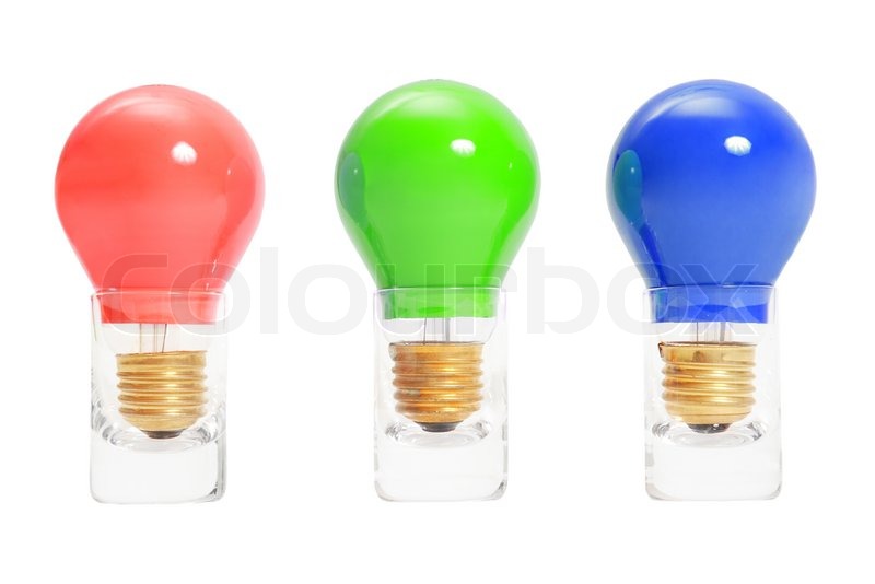 Three light bulbs in a row | Stock image | Colourbox