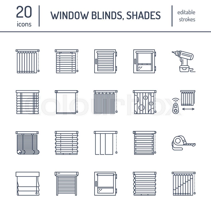 Window blinds, shades line icons. ... | Stock vector | Colourbox