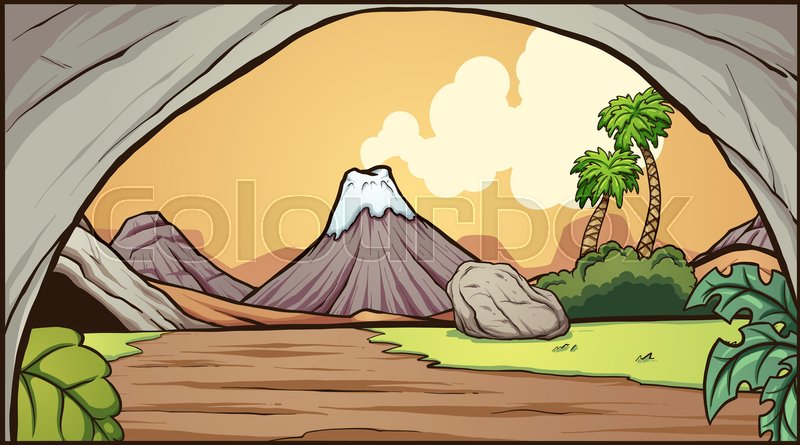 Cartoon prehistoric background. Vector ... | Stock vector | Colourbox