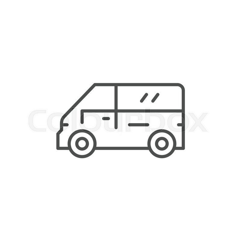 Mini bus line icon isolated on white. ... | Stock vector | Colourbox