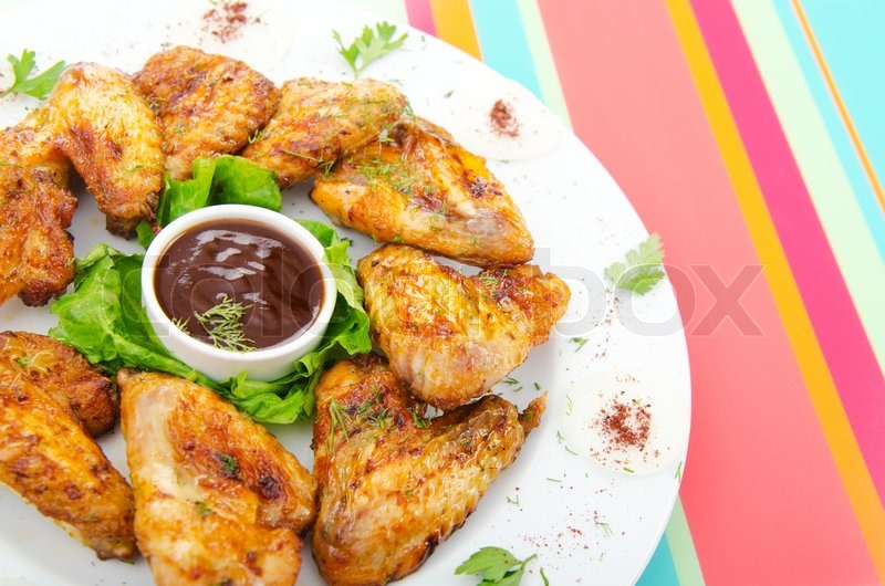 Chicken wings in the plate | Stock image | Colourbox