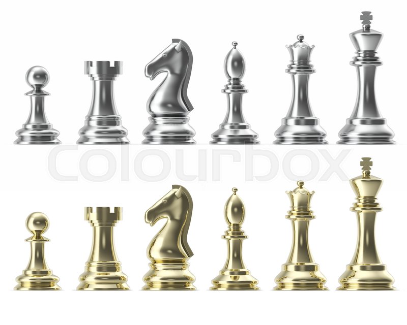 Silver and gold set of icons for chess, ... | Stock Photo | Colourbox