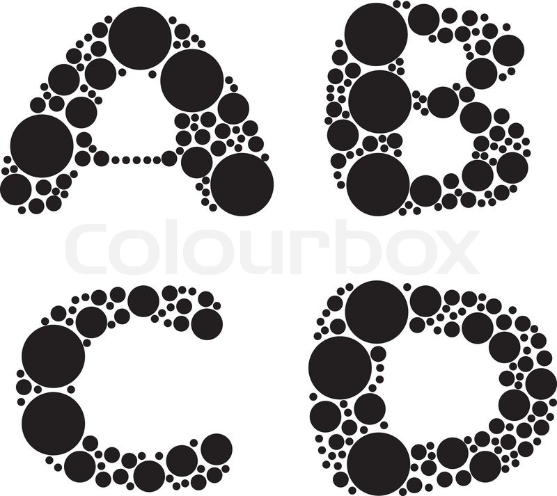 Alphabet, black color - part one - A, ... | Stock vector | Colourbox