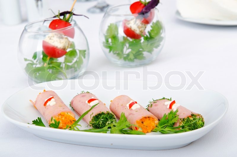 Canapes served in the plate | Stock Photo | Colourbox