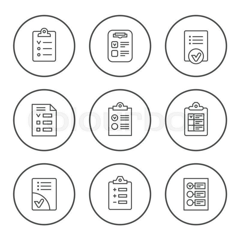 Set round line icons of checklist ... | Stock vector | Colourbox