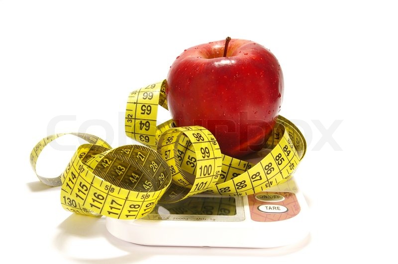 Roter Apfel , Umfang und Maßband ... | Stock Bild | Colourbox