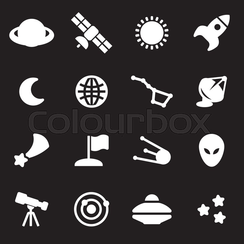 Vector white space icons set on black ... | Stock vector | Colourbox