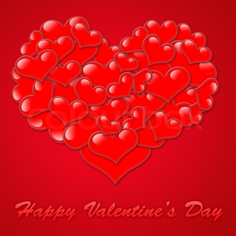 Herzen für Valentinstag auf einem roten ... | Stock Bild | Colourbox