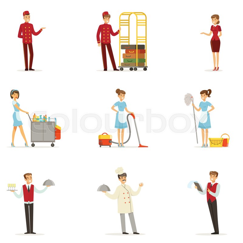 Hotel staff set for label design. ... | Stock vector | Colourbox