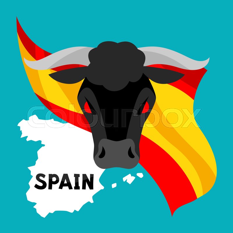 Traditional spanish corrida. Bull on ... | Stock vector | Colourbox