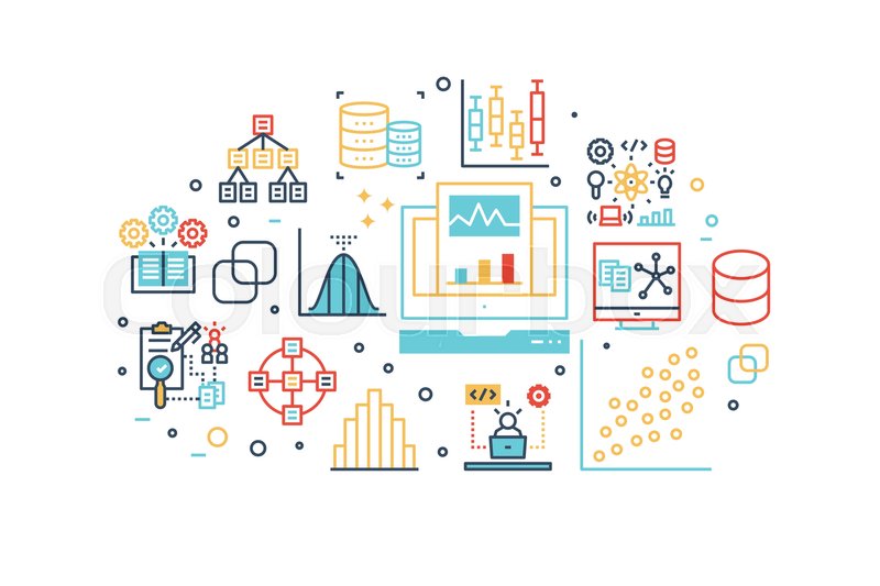 Data analysis line icons illustration. ... | Stock vector | Colourbox