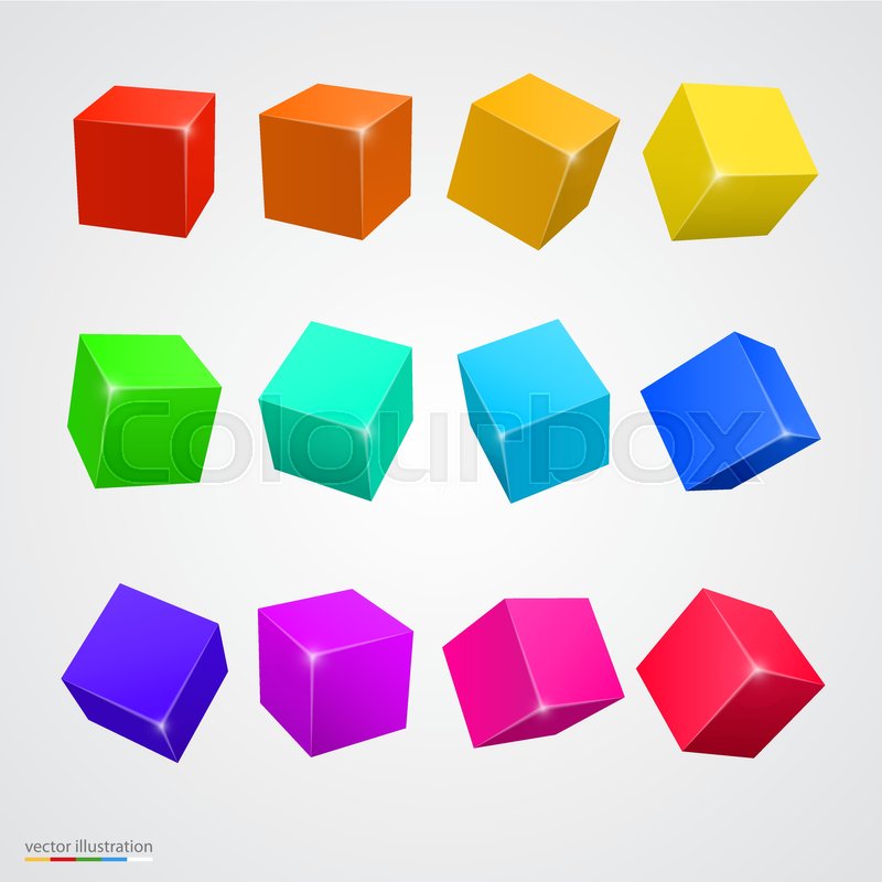 Set colored cubes art 3d. Vector ... | Stock vector | Colourbox