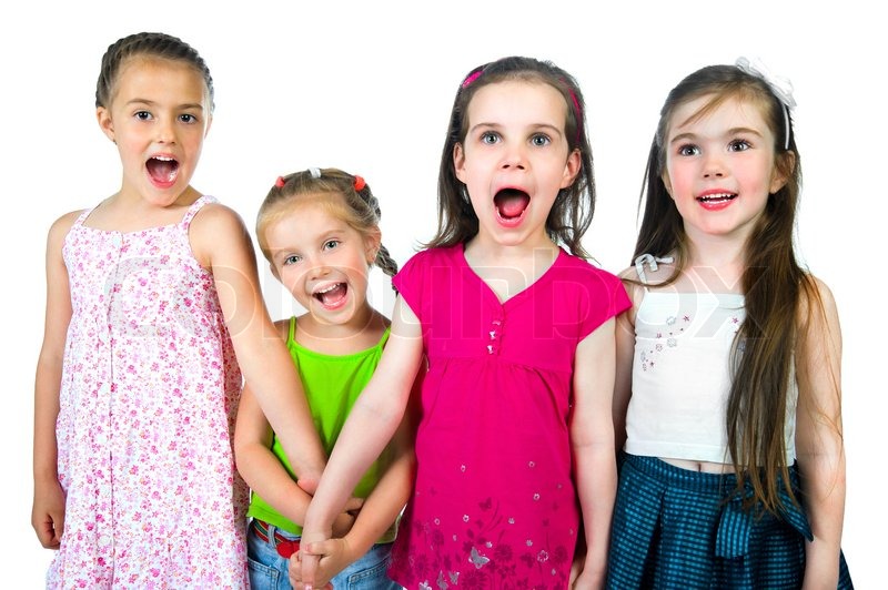 Cute little girls isolated on white ... | Stock image | Colourbox