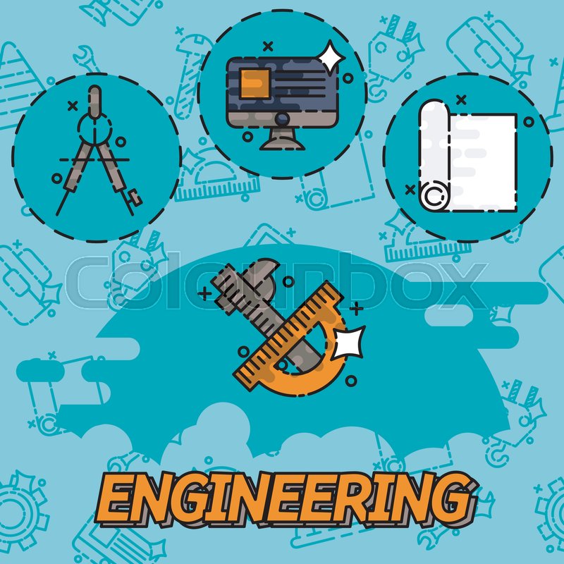 Engineering flat concept icons ... | Stock vector | Colourbox