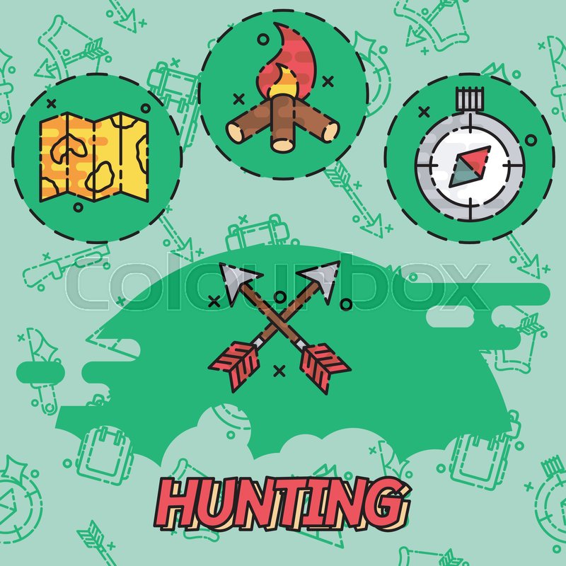 Hunting flat concept icons. Vector ... | Stock vector | Colourbox