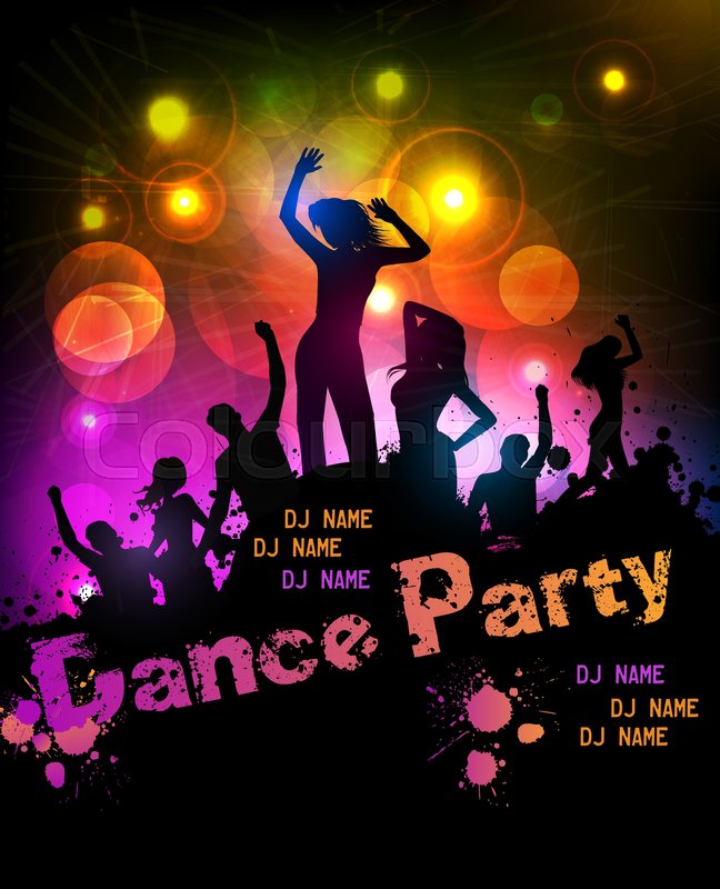 Poster template for disco party with ... | Stock vector | Colourbox
