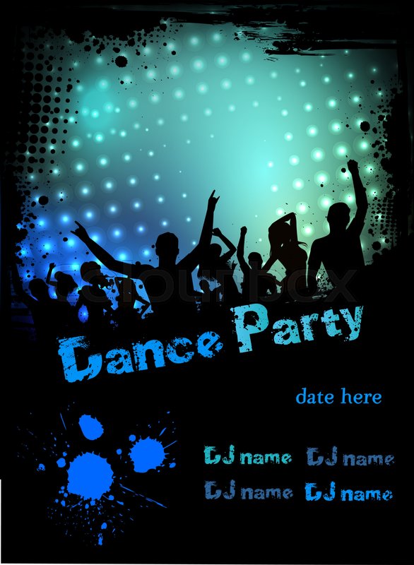 Grunge border poster for disco party ... | Stock vector | Colourbox
